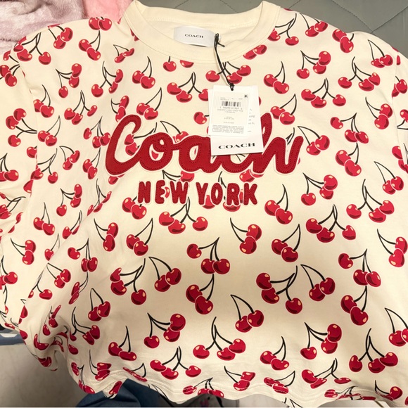 Coach | Tops | Coach Red Cherry Crop Tee | Poshmark